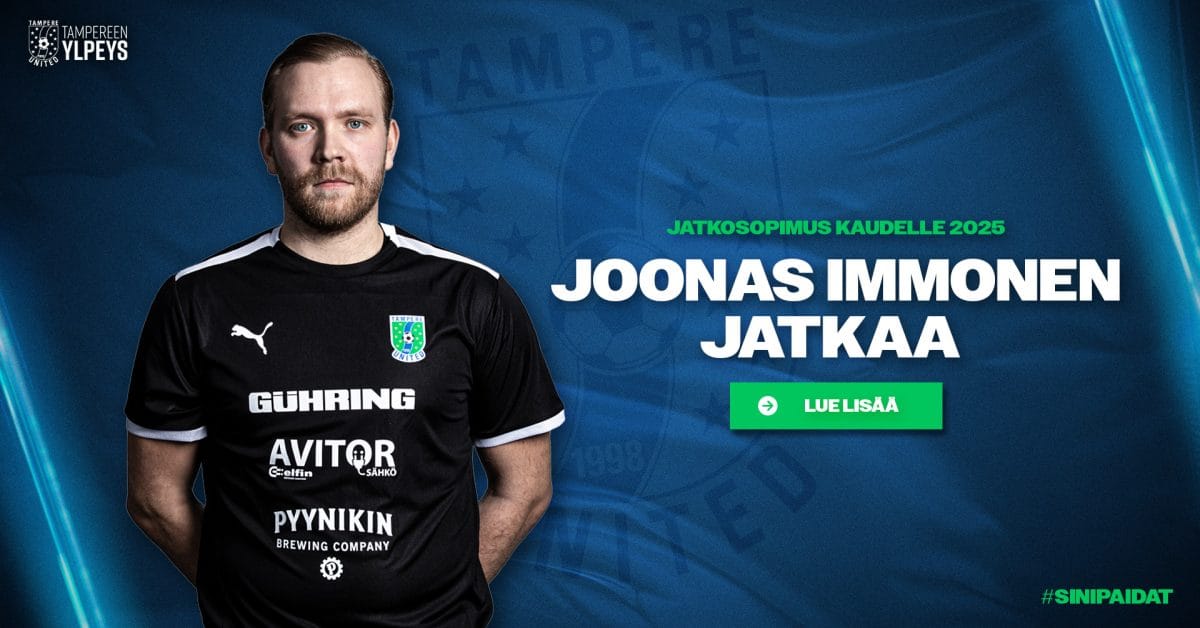 Maalivahti Joonas Immonen jatkaa TamUssa - Tampere United